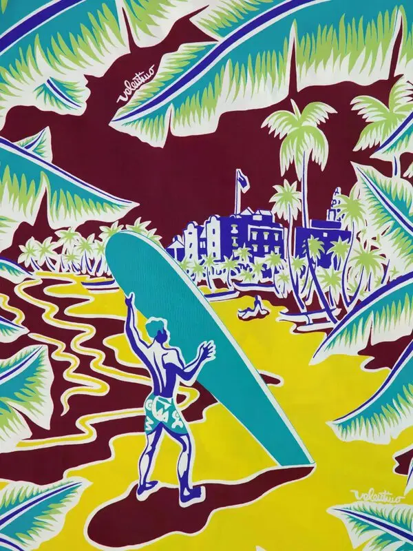 Valentino Garavani Surf Rider-print Cotton Bowling Shirt - Blue