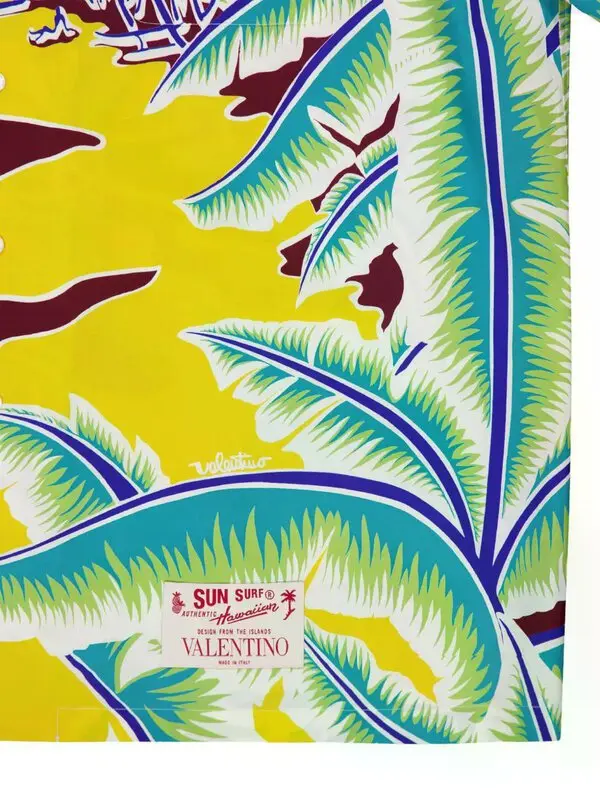 Valentino Garavani Surf Rider-print Cotton Bowling Shirt - Blue