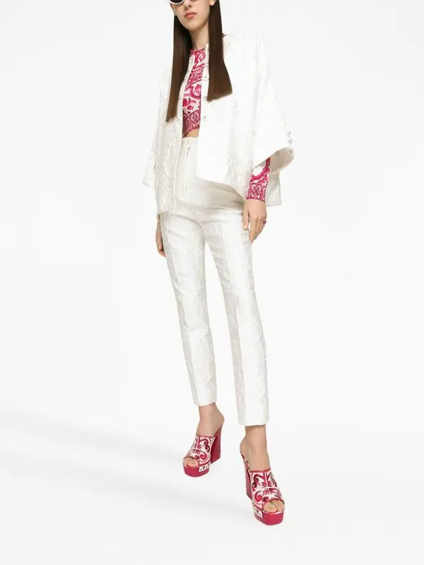 Dolce & Gabbana Embroidered Cigarette Trousers - White