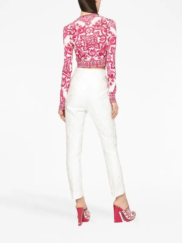 Dolce & Gabbana Embroidered Cigarette Trousers - White
