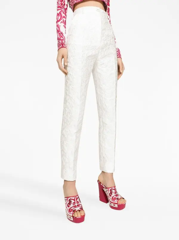 Dolce & Gabbana Embroidered Cigarette Trousers - White