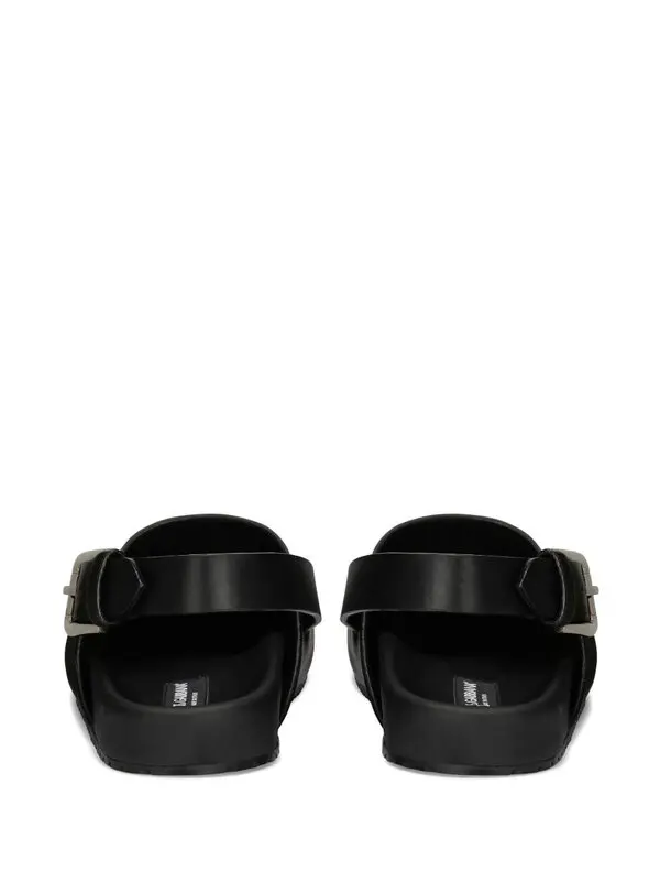 Dolce & Gabbana Logo Buckled Leather Sandals - Black