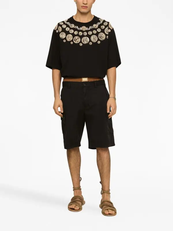 Dolce & Gabbana Logo-plaque Cargo Shorts - Black