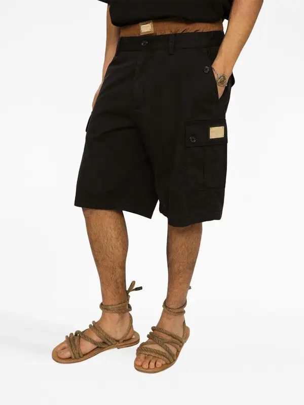 Dolce & Gabbana Logo-plaque Cargo Shorts - Black