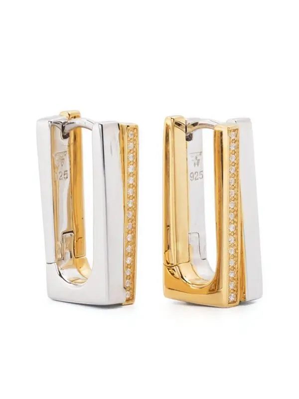 Tom Wood Step Hoops Duo Cz Earrings - Gold