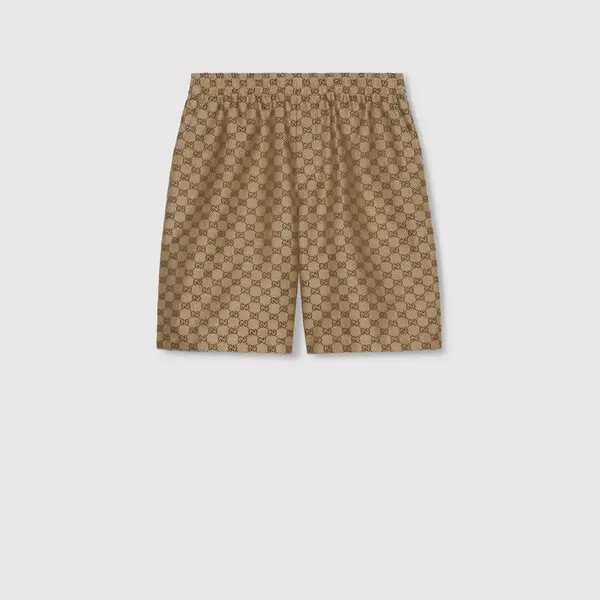 Gucci Gg Supreme Linen Shorts - Brown