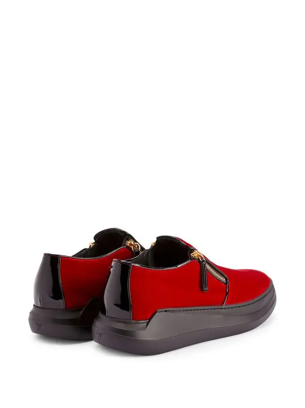 GIUSEPPE ZANOTTI Zipped Velvet Sneakers - Red