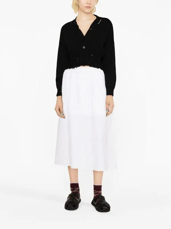 Marni Distressed Cropped Cardigan - Black