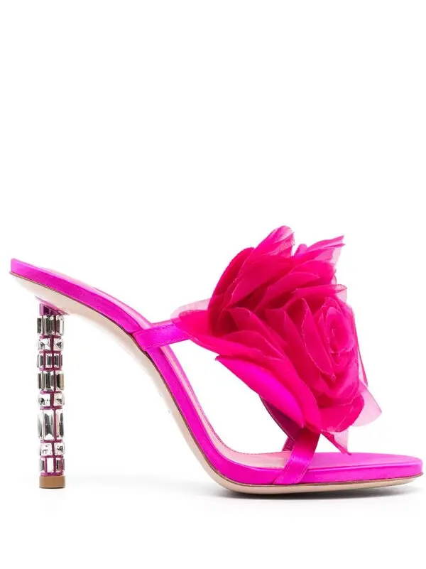 LE SILLA Rose-appliqué Sandals