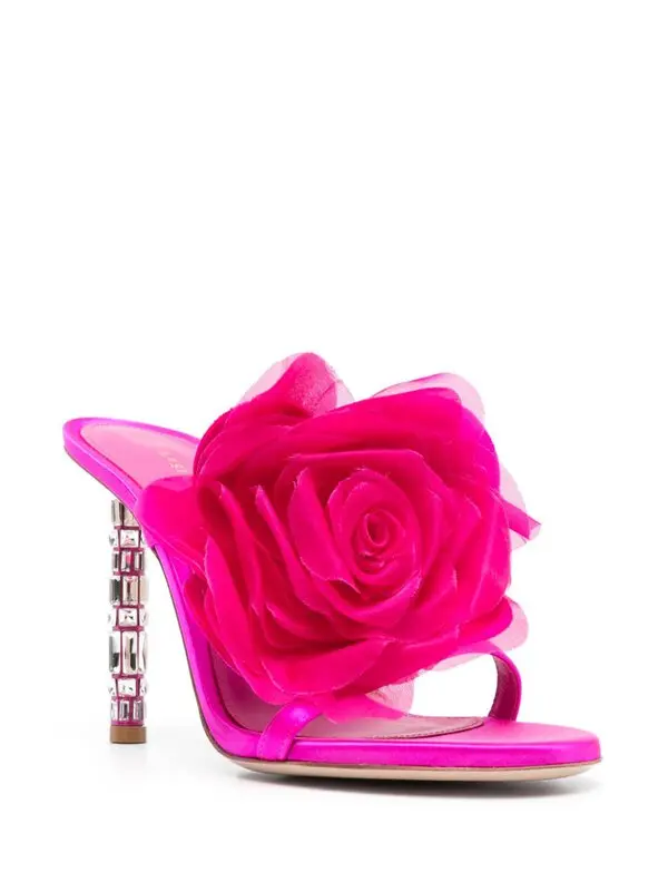 LE SILLA Rose-appliqué Sandals