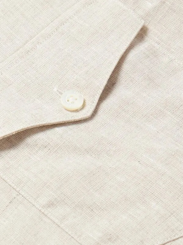 Canali Grandad-collar Linen Shirt