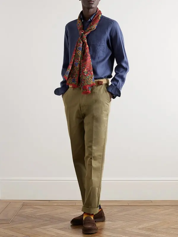 DRAKE'S Crinkled Linen-gauze Shirt