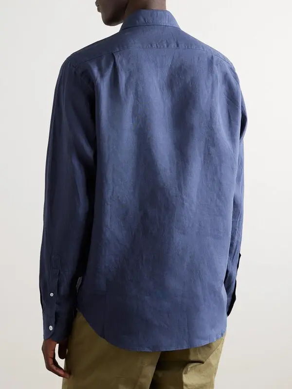 DRAKE'S Crinkled Linen-gauze Shirt