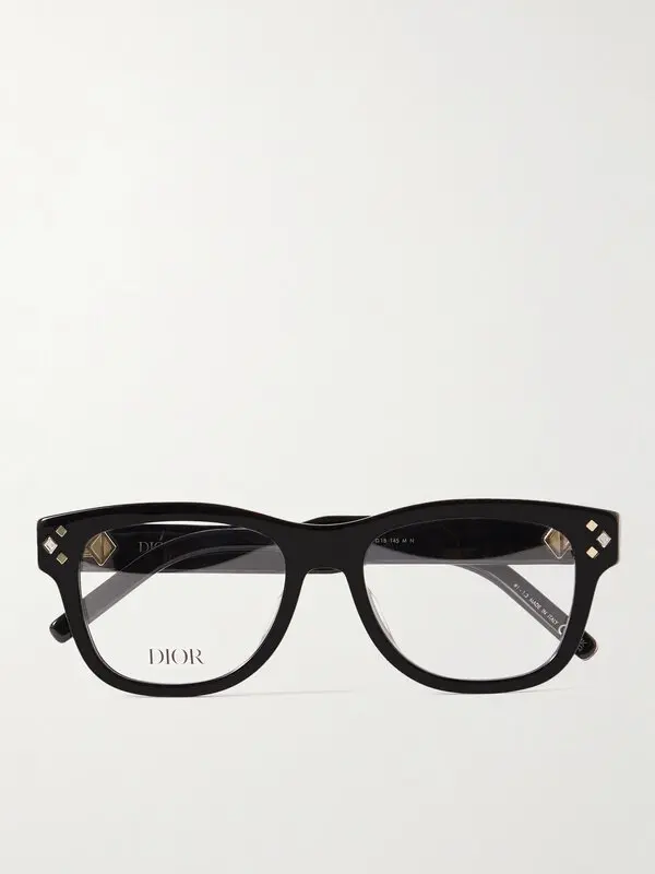 Dior Cd Diamondo S1l Round-frame Acetate Optical Glasses - Black