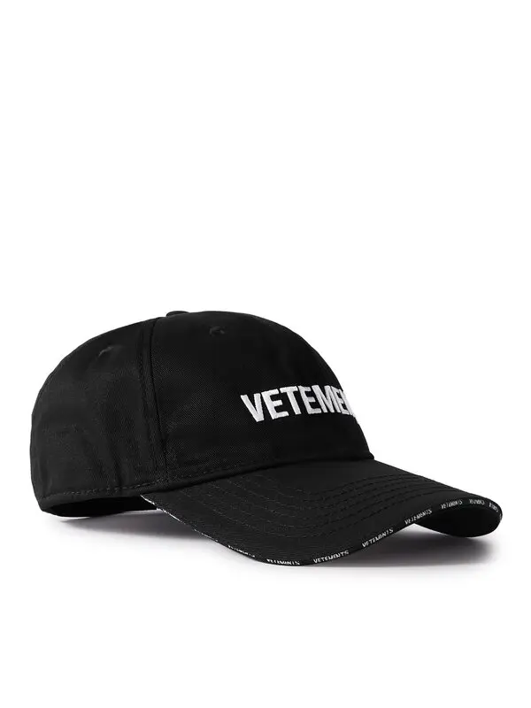 Vetements Logo-Embroidered Cotton-Twill Baseball Cap - Black