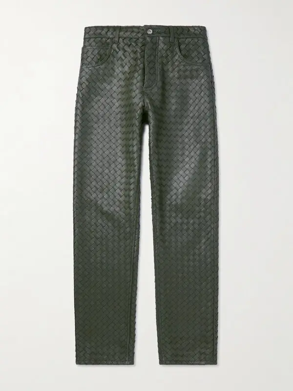 Bottega Veneta Intrecciato Leather Trousers - Green