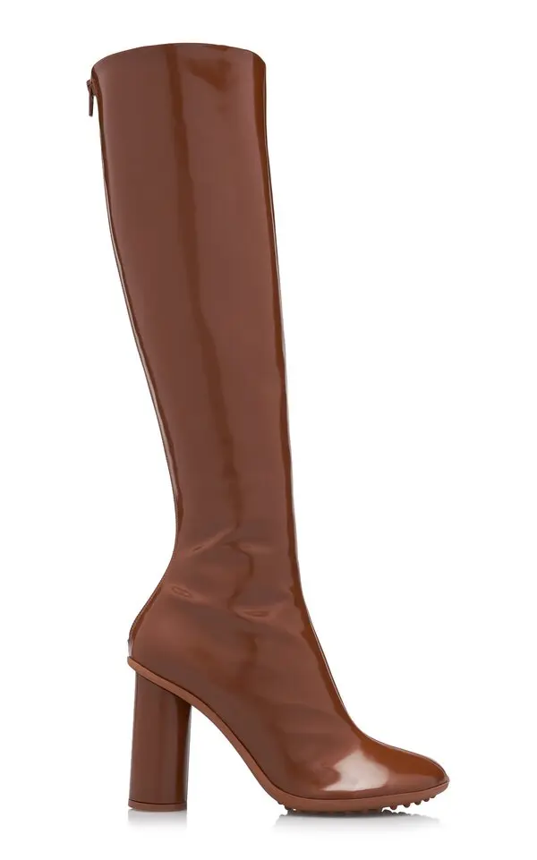 Bottega Veneta Atomic Patent Leather Knee Boots - Brown