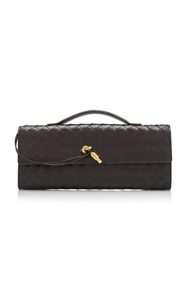 Bottega Veneta Knot Intrecciato Leather Clutch - Brown