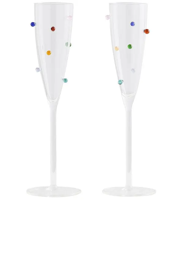 MAISON BALZAC Pomponette Flutes In Neutral - Clear & Multi