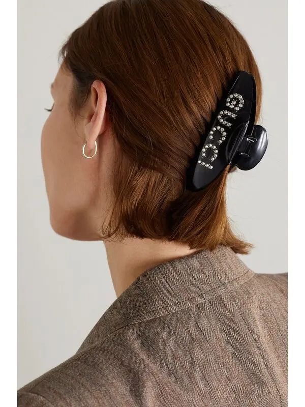 NEW GUCCI Crystal Embellished GG Hair Clip Black Gucci Crystal-Embellished Hair Clip - Black | Editorialist main image 2