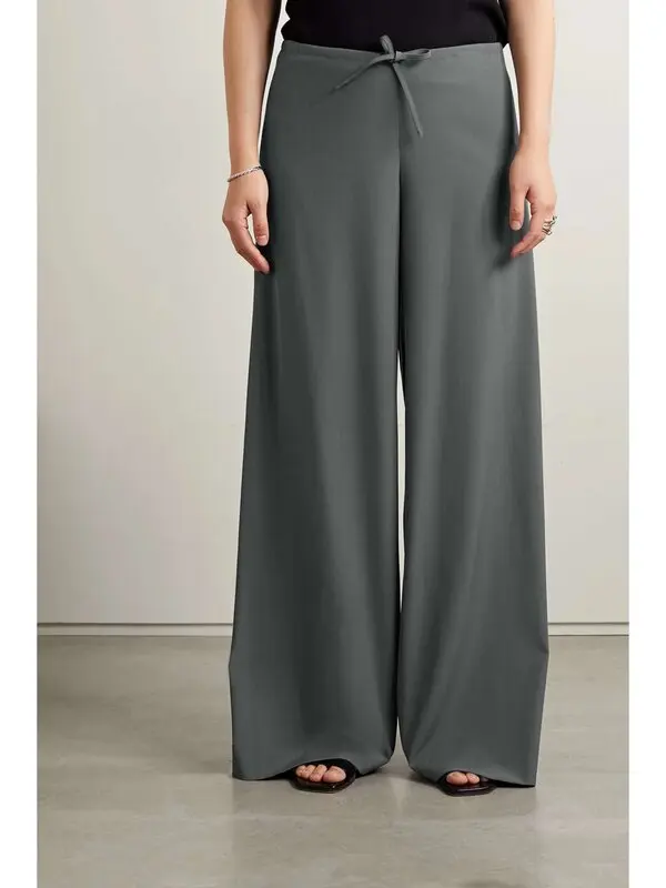 THE ROW Barrie Wide-leg Wool-crepe Pants