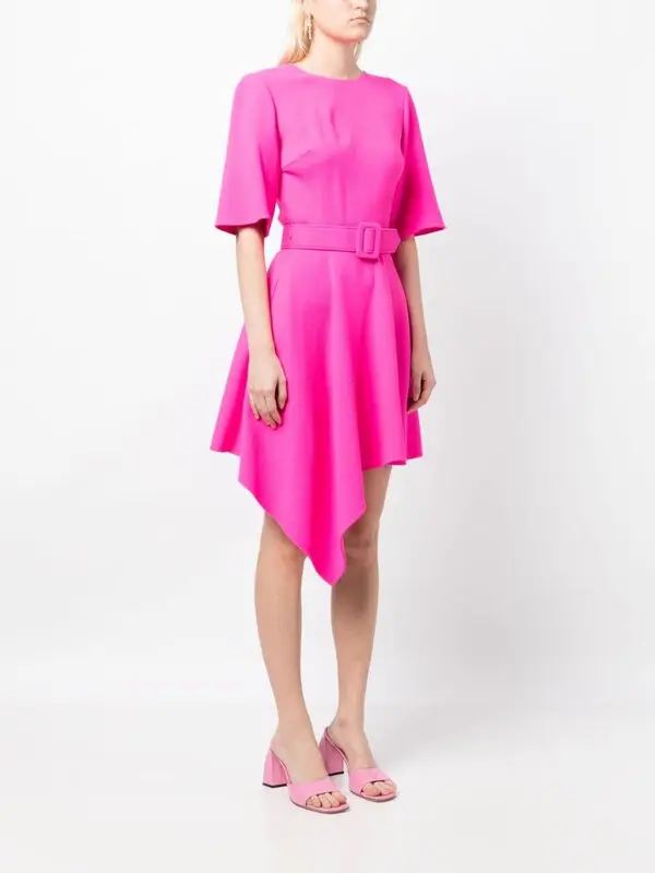 Oscar De La Renta Asymmetric-hem Belted Dress