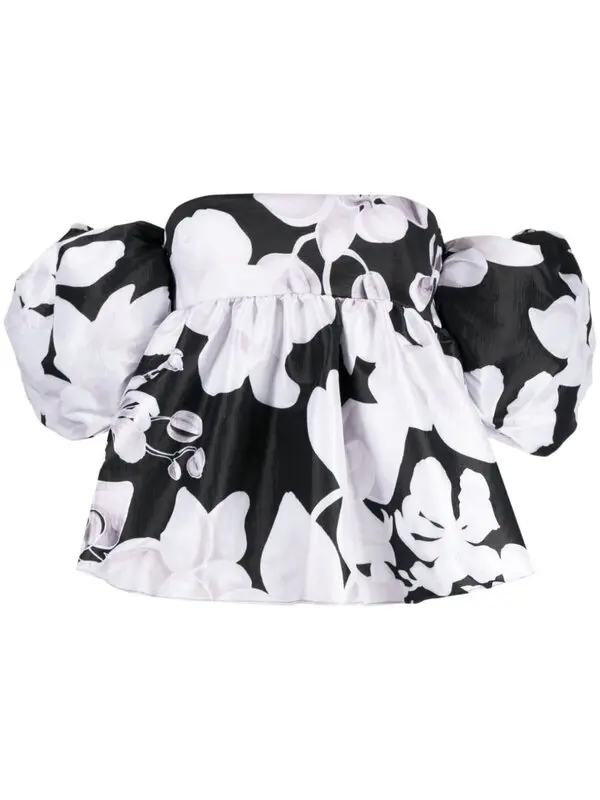 KIKA VARGAS Ally Orchid-print Blouse - Black