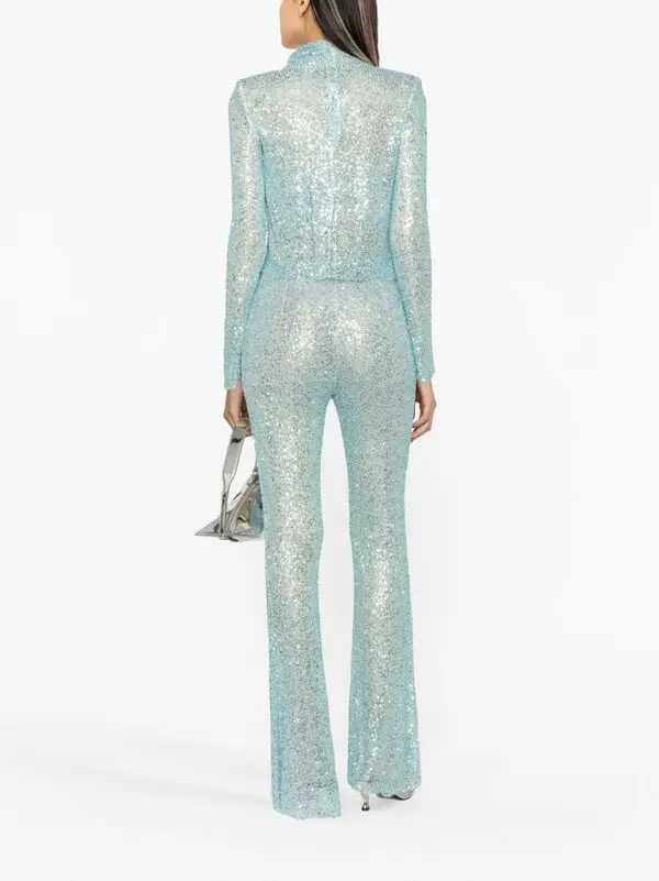 SELF-PORTRAIT Sequin-embellished Mesh Trousers