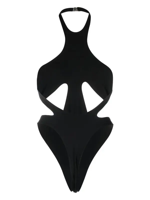 MUGLER Halterneck Cut-out Swimsuit - Black