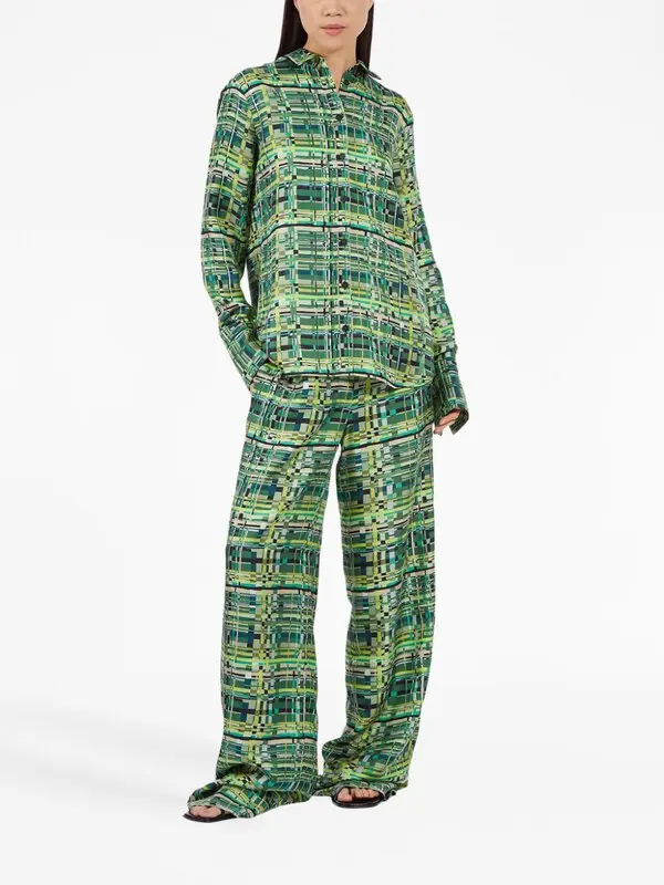 FERRAGAMO Long-sleeved Checkered Silk Shirt