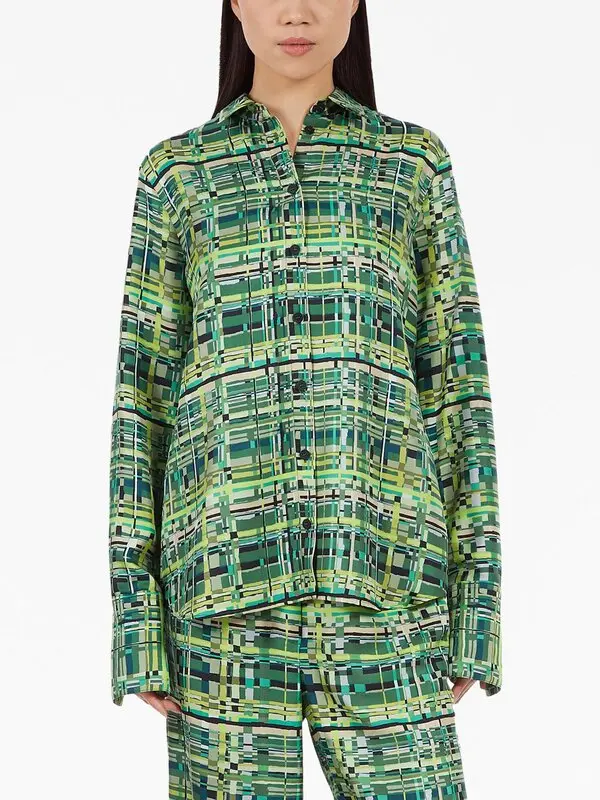 FERRAGAMO Long-sleeved Checkered Silk Shirt