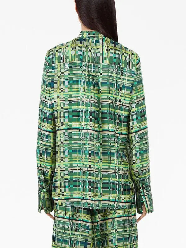 FERRAGAMO Long-sleeved Checkered Silk Shirt