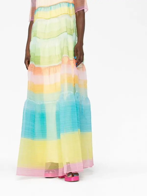 staud hyacinth tiered organza dress STAUD NWT XS Hyacinth Tiered Printed Crinkled Organza Maxi Dress
