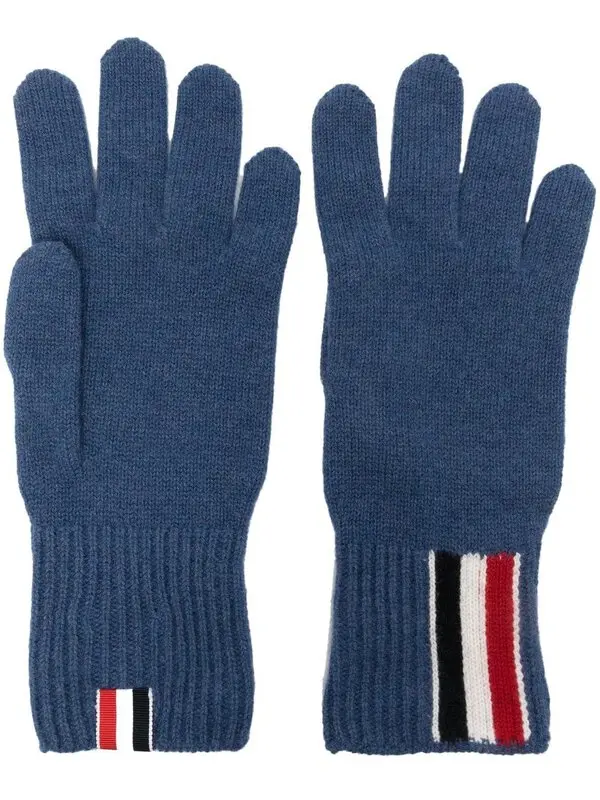 Thom Browne Rwb Intarsia Stripe Gloves - Blue