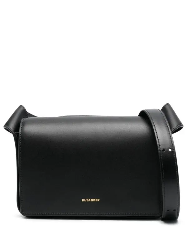 JIL SANDER Leather Crossbody Bag With Logo Lettering - Black