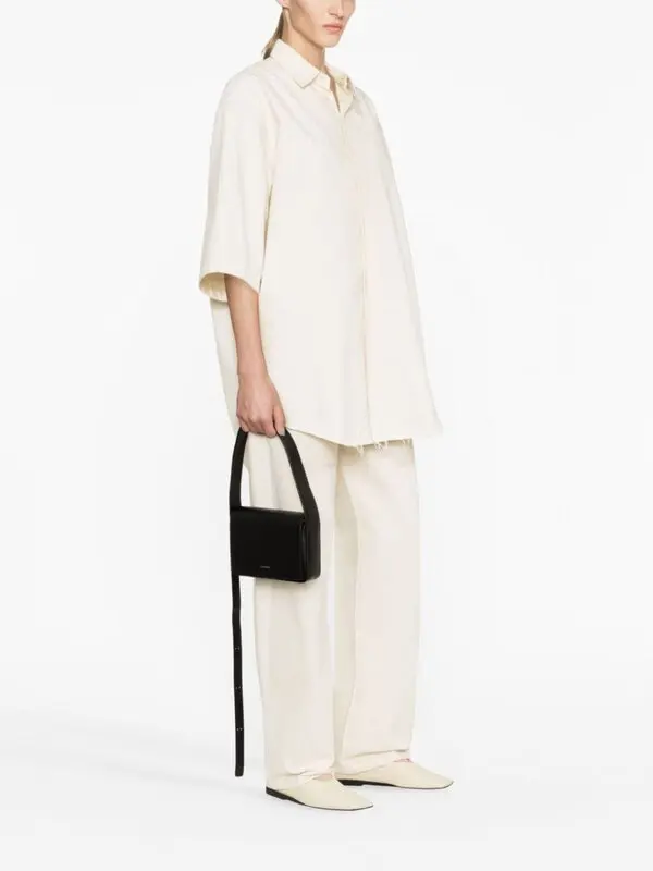 JIL SANDER Leather Crossbody Bag With Logo Lettering - Black