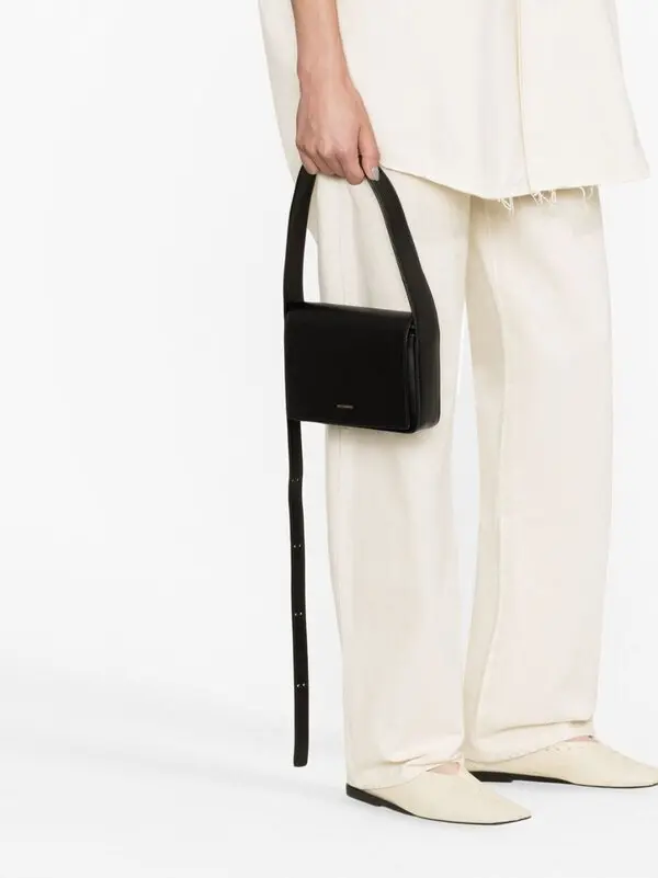 JIL SANDER Leather Crossbody Bag With Logo Lettering - Black