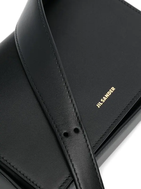 JIL SANDER Leather Crossbody Bag With Logo Lettering - Black