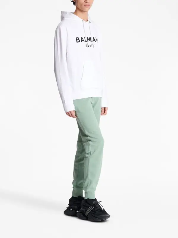 Balmain Logo-print Long-sleeved Hoodie - White