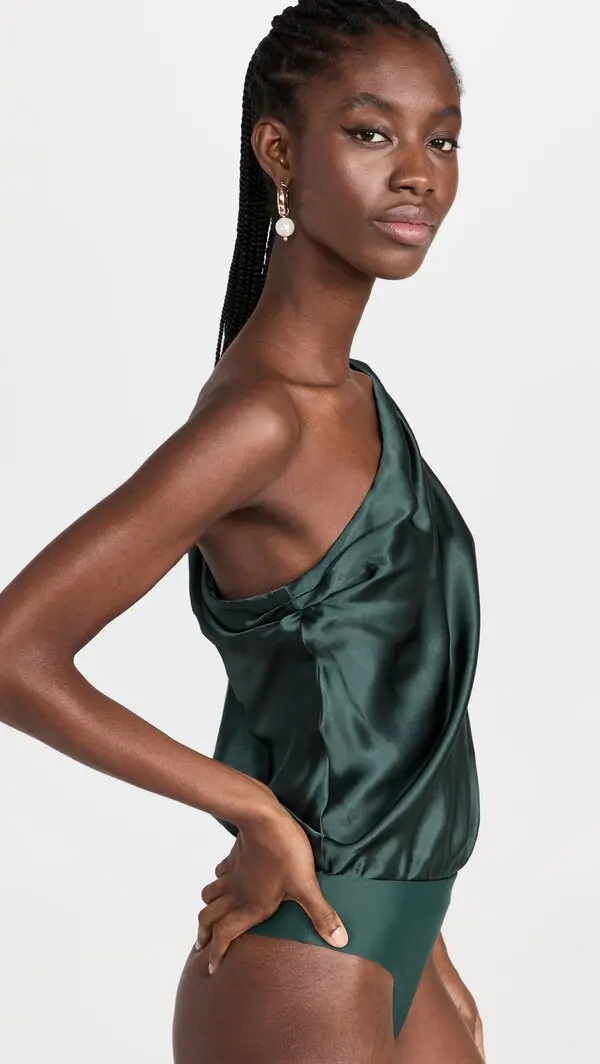 Cami Nyc Darby Silk Thong Bodysuit - Hunter