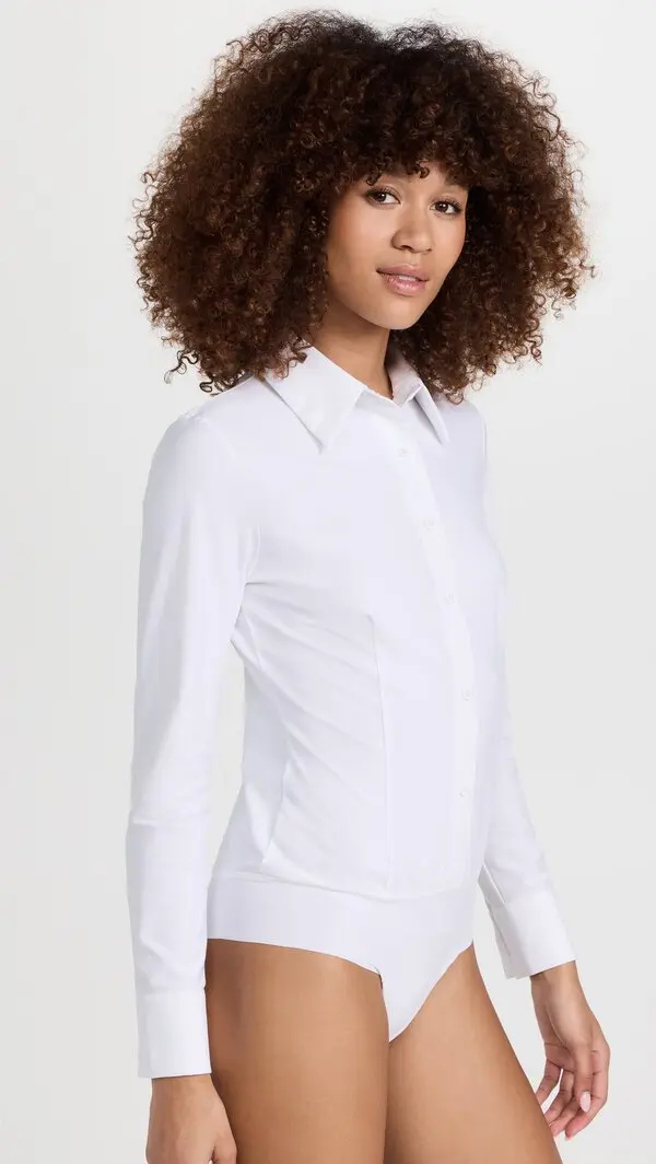 Commando Classic Button-down Thong Bodysuit - White