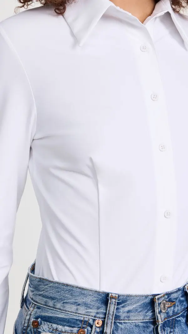 Commando Classic Button-down Thong Bodysuit - White