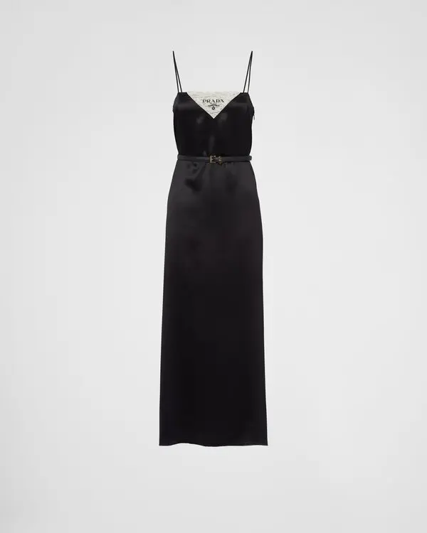 Prada Satin Crepe Slip Dress - Black | Editorialist