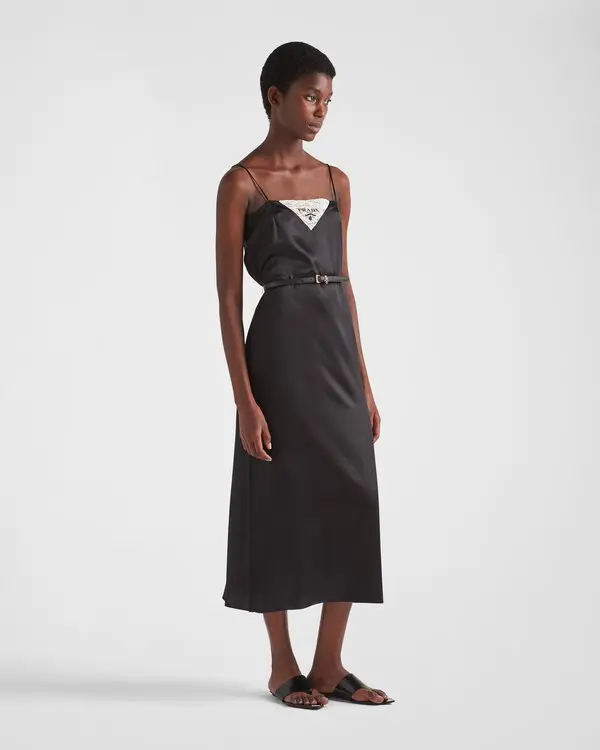 【プラダ・PRADA】Satin crepe slip dress Prada Satin Crepe Slip Dress - Black | Editorialist