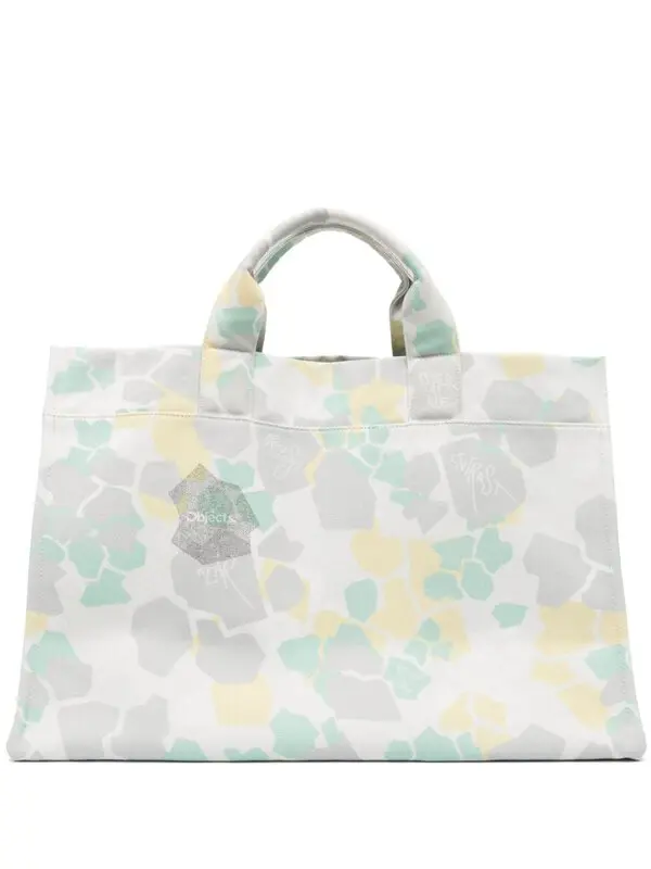 OBJECTS IV LIFE Abstract-print Cotton Tote Bag - White