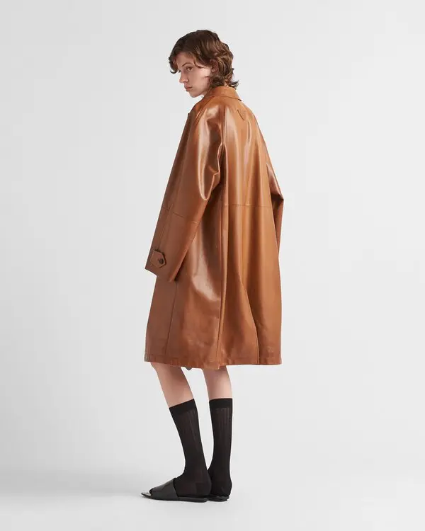 Prada Nappa Leather Belted Coat