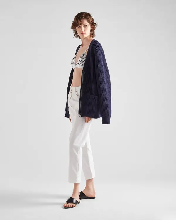 Prada Five-Pocket Bull Denim Jeans - White | Editorialist