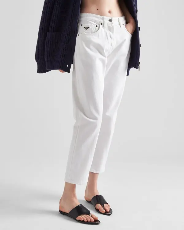 Prada Five-Pocket Bull Denim Jeans - White | Editorialist