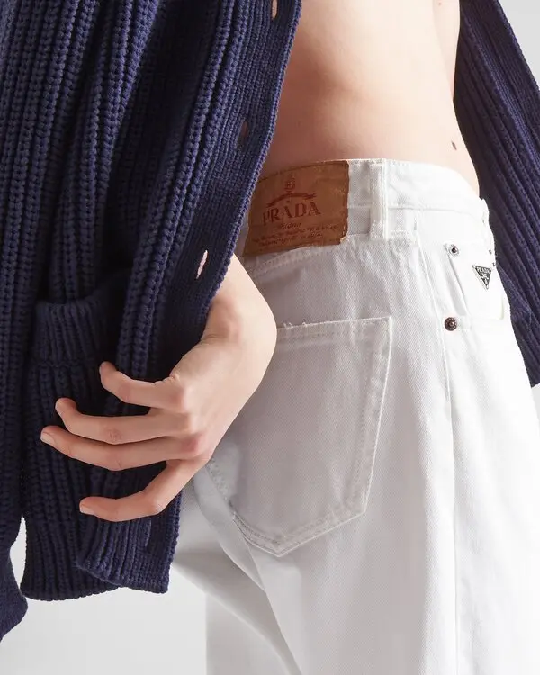 Prada Five-Pocket Bull Denim Jeans - White | Editorialist