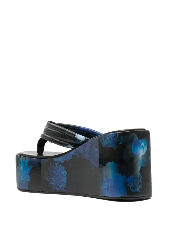 Coperni Floral-print Holographic Wedge Sandals